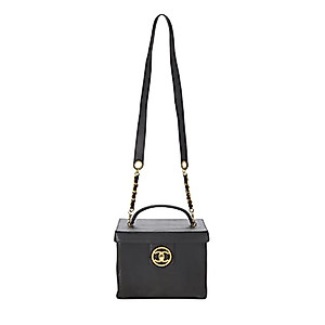 CHANEL, Pre-Loved Black Caviar Circle 'CC' Vanity Large, Black