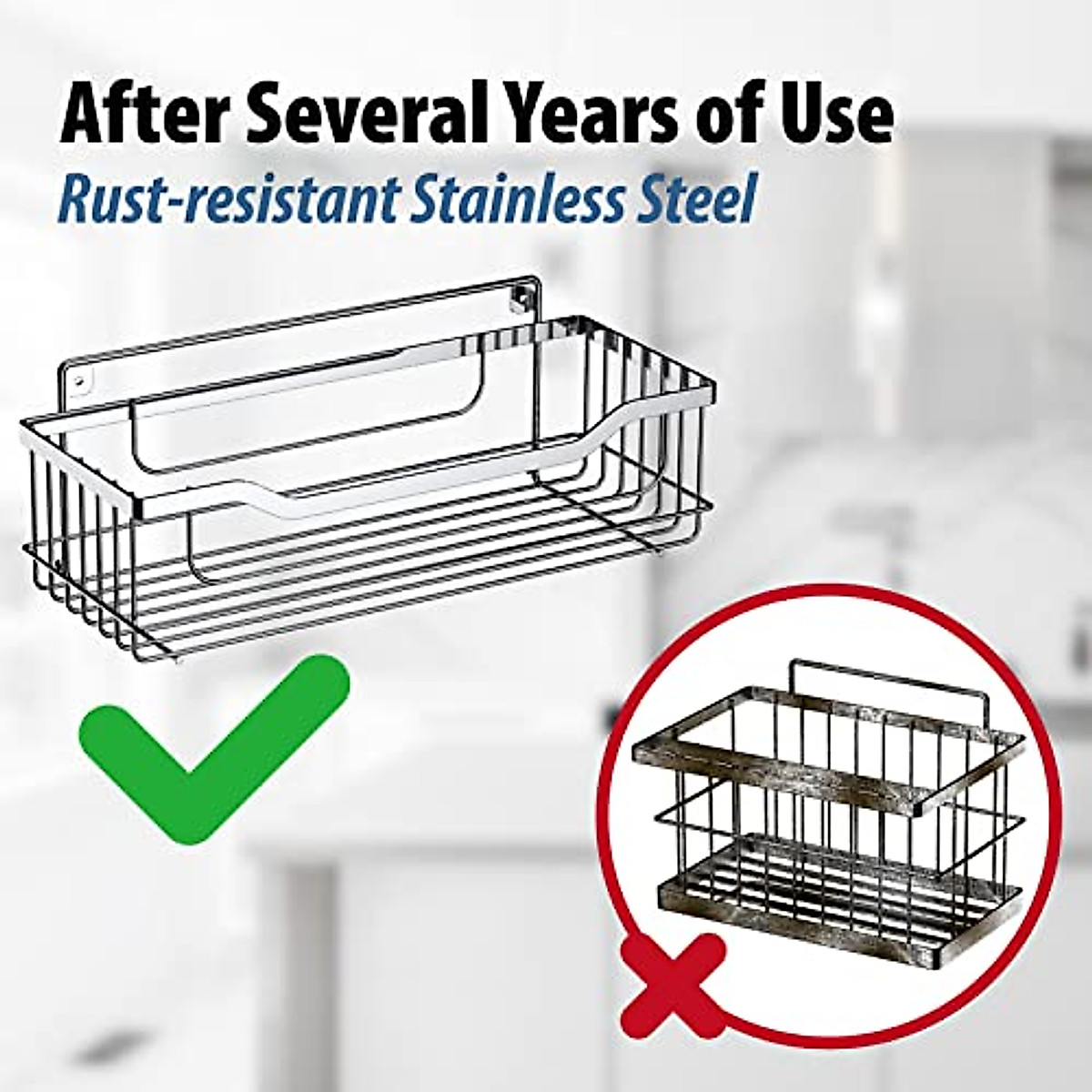 Temste Shower Caddy, Stainless Steel Bathroom Shower Organizer with Adhesive Hooks, Rustproof Shower Shelves for Inside Shower, Shower Storage for Bathroom, Shower Rack - 2 Pack