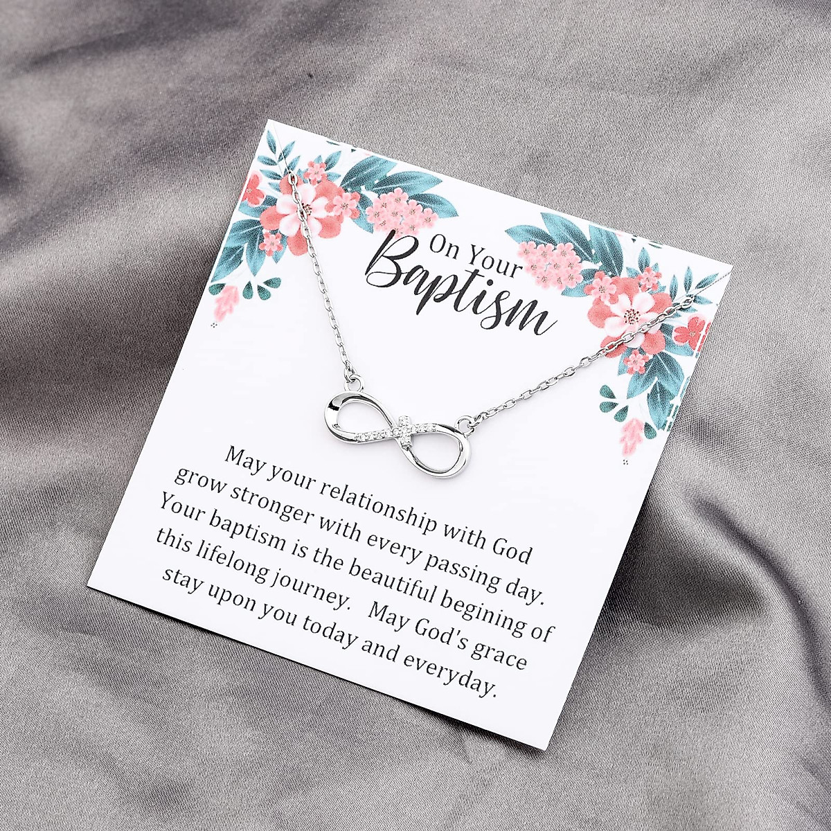 KUIYAI Stainless Steel Baptism Necklace, Religious Gift for Godmother, God, Communion, On Your Baptism (1.18inches Diameter, Unisex, Hypoallergenic)