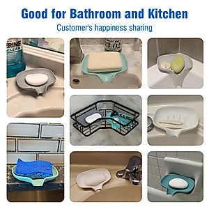 3 Pack Silicone Soap Dish with Drain, Bar Soap Holder for Shower/Bathroom, Self Draining Waterfall Soap Tray/Saver for Kitchen, Keep Soap Dry, Easy to Clean