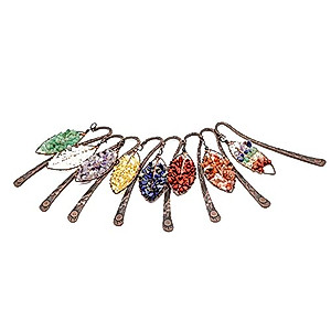 Antique Style Copper Metal Bookmark Crystal Tumbled Stones Amethyst Bookmark Bronze Bookmark Tree of Life