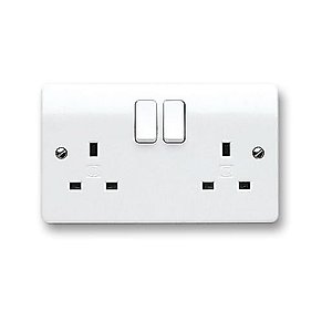 MK (ELECTRIC) - 13A 2 Gang DP Double Switched Socket, White
