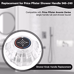 LavishStream Shower Knob Replacement for Price Pfister Shower Handle 940-240 One-Handle Tub Kit Clear Acrylic