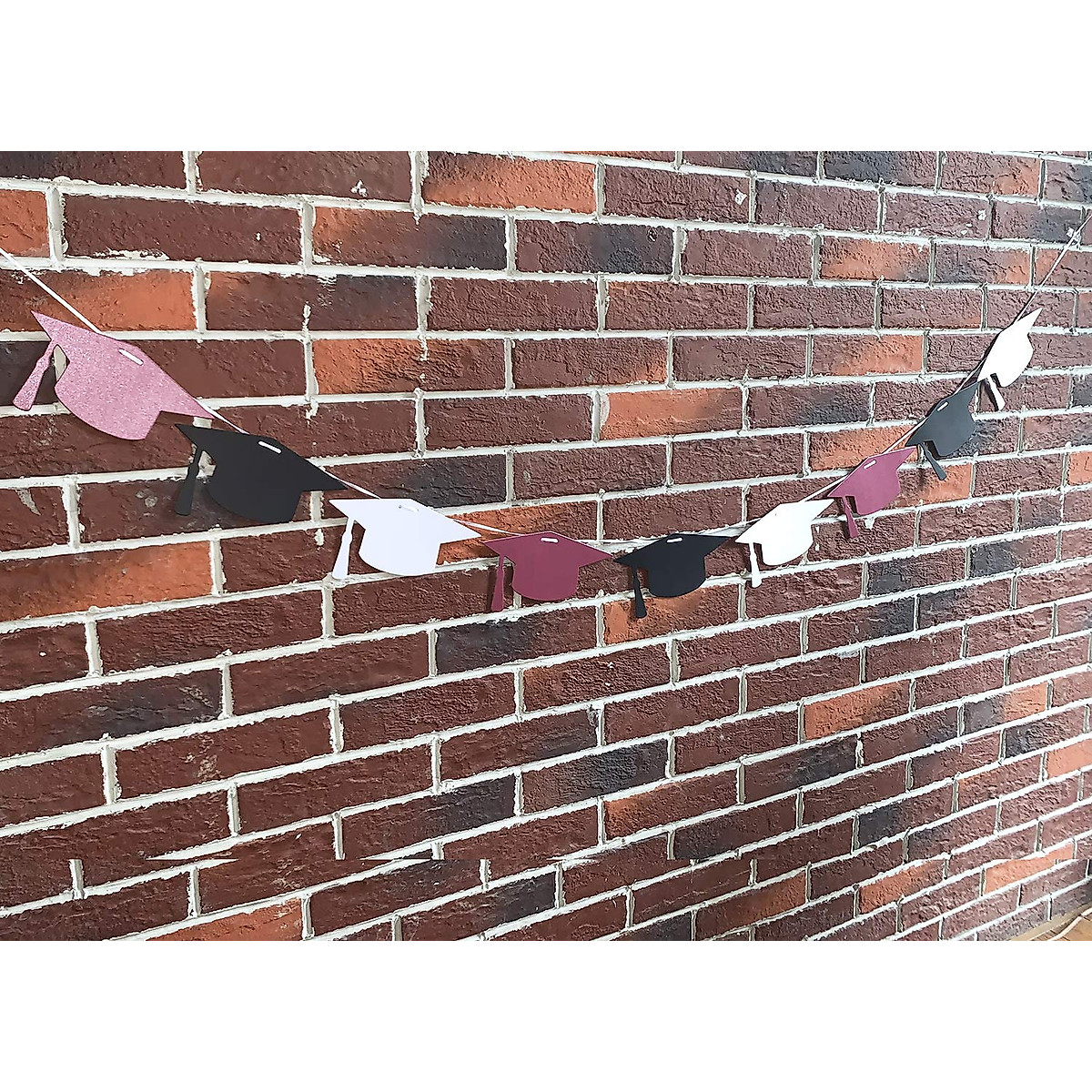 Maroon Graduation Party Decorations/Maroon Grad 2023 4pcs Graduation Hat Banner Garlands Glitter Burgundy White Black for 2023 Graduation Party Supplies