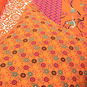 Lush Decor Royal Empire Duvet Cover Set - Reversible Striped Bold Colorful Bohemian Patterns - Soft 100% Cotton Comfort - 3 Piece Bedding Set - Full/ Queen, Tangerine