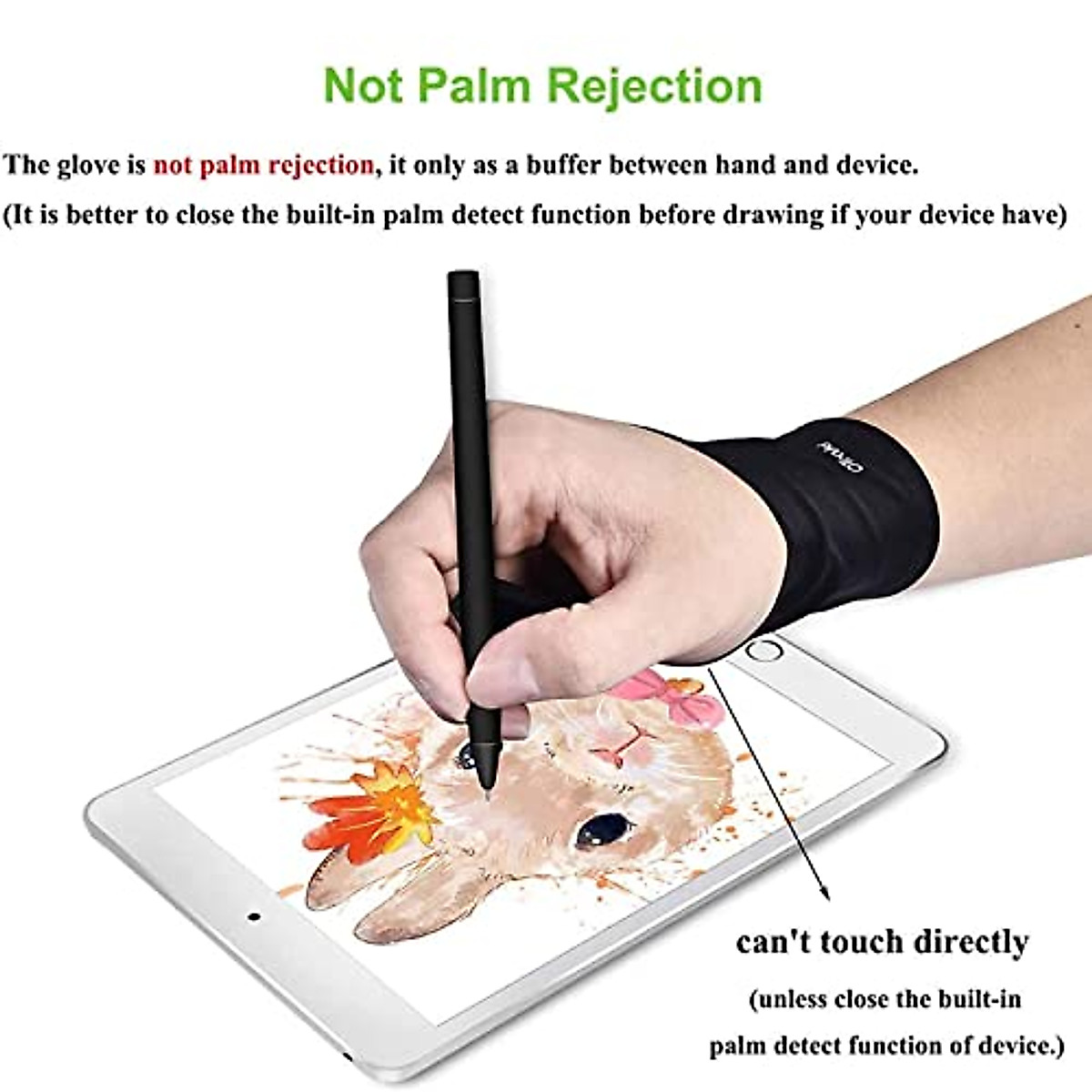 OTraki 4 Pack Artist Gloves for Drawing Tablet Free Size Artist's Drawing Glove with Two Fingers for Graphics Pad Painting Good for Right Hand or Left Hand - 2.95 x 7.87 inch