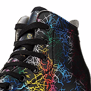 Milkyway Unisex Roller Skates Double Row Four Wheels High-top Roller Skates Lightning Pattern for Beginners Womens Mens Boys and Girls (Lightning Black Black Wheel,40=US Women 8=Men=6.5)