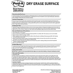 Post-it Dry Erase Whiteboard Film Surface for Walls, Doors, Tables, Chalkboards, Whiteboards, and More, Removable, Stain-Proof, Easy Installation, 50 Ft x 4 Ft (DEF50X4)
