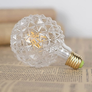 VicFlora G95 LED Pineapple Bulb Retro Edison Lamp 4W 2700K Warm White Light Not Dimmable 40W Equivalent Clear Glass Lamp, E26 Base, Suitable for Bedrooms, Restaurants, Cafes, Pack of 2