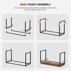 VASAGLE Computer Desk, Office Desk with 8 Hooks, for Study, Home Office, Easy Assembly, Steel Frame, Industrial, 39.4 x 19.7 x 29.5 Inches, Rustic Brown and Black ULWD045B01