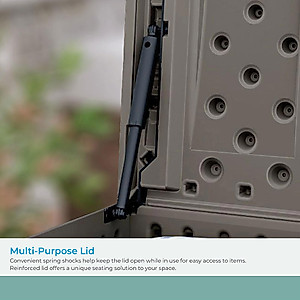 Suncast 124 Gallon Wicker Horizontal Outdoor Deck Box with Hinged Lid, Water-Resistant Storage Solution for Patio, Deck, Yard, and Garage, Stoney