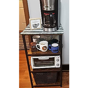 Metal Utility Rolling Carts Kitchen Microwave Storage Racks on Wheels Standing Shelf Unit for Home Office Bedroom Drom Apartment(Wood Tray)