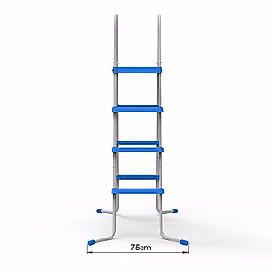 JLeisure 3 Step 48 Inch Outdoor Backyard Heavy Duty Metal Steel Frame Above Ground Swimming Pool Ladder with Platform A Frame Deck, Grey