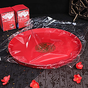 Tofficu 3 Pcs Wedding Tray Cupcake Toppers Red Wedding Plates Decoraciones para Salas De Casa New Year Party Plate Red Candy Serving Tray Food Decor Chic Storage Plate Salad Plate Dessert