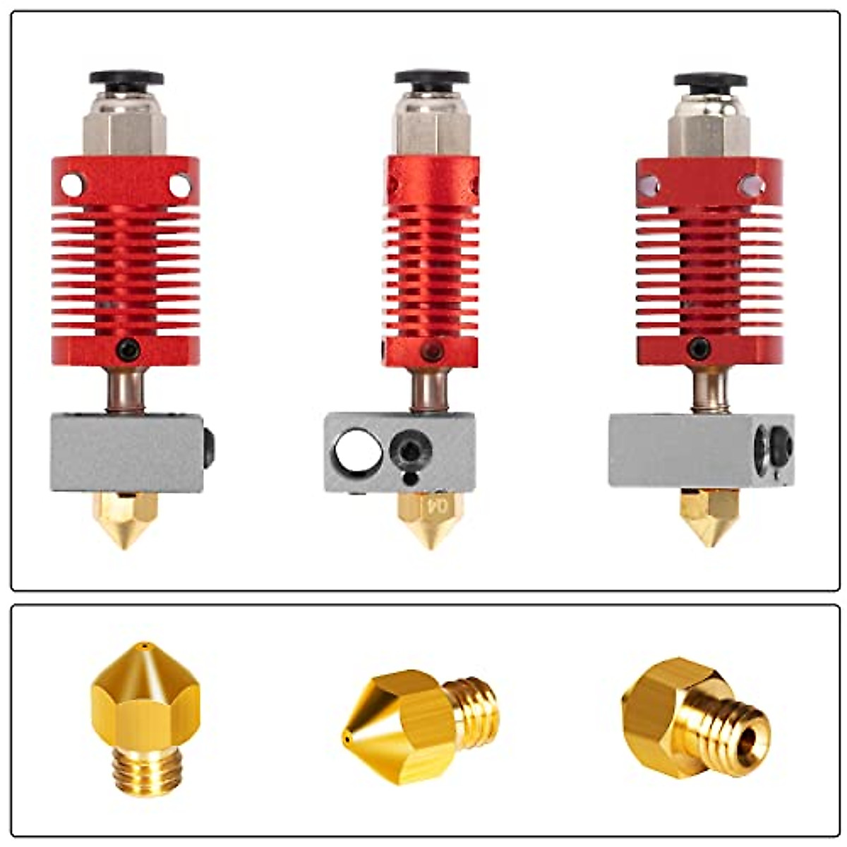 TRONXY MK10 Extruder Hot End Kit, 3D Printer Nozzles 0.4mm with Aluminum Heating Block, NTC 3950 100K Ohm Thermistor, 1M PTFE Teflon Tube Compatible with 3D Printers X5SA, X5SA PRO, XY-2PRO