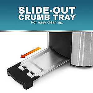 Elite Gourmet ECT-3100## Long Slot 4 Slice Toaster, Reheat, 6 Toast Settings, Defrost, Cancel Functions, Built-in Warming Rack, Extra Wide Slots for Bagels Waffles, Stainless Steel & Black