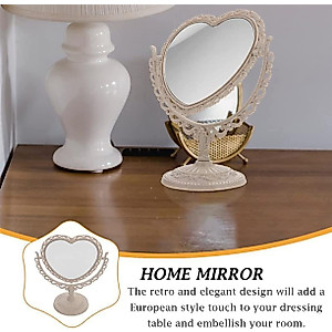 FEIYU BUY 1 Pack Simple and Lovely Heart-Shaped Cosmetic Mirror Plastic Double-Sided Rotatable Dresser Mirror Lightweight Mirror Bathroom Bedroom Mirror