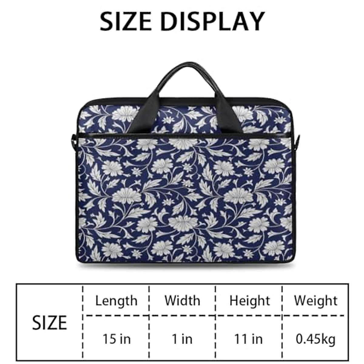 Flower Tree Print Laptop Computer Bag Waterproof Shoulder Messenger Bag 13-15 inch Durable Laptop Tote Bag with Shoulder Strap Handle Lightweight Crossbody Briefcase