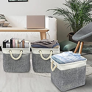Jizfmion 12x12 inch Storage Cubes,Foldable Storage Bins 3-Pack,Decorative Fabric Organizer bin for Shelves,Clothes,Toys,Blankets,Office
