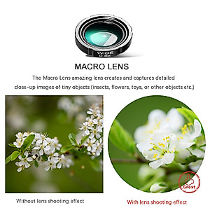 VASDEV Phone Camera Lens Kit Upgraded Version Telephoto 28X + Wide Angle 0.6X Macro 20X Fisheye 198° for iPhone Samsung Android and Most Smartphones, VASDEV-1