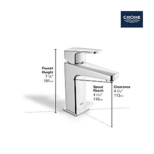 GROHE 23838000, Tallinn Single Hole Single-Handle Bathroom Faucet, Chrome, 4 Inch