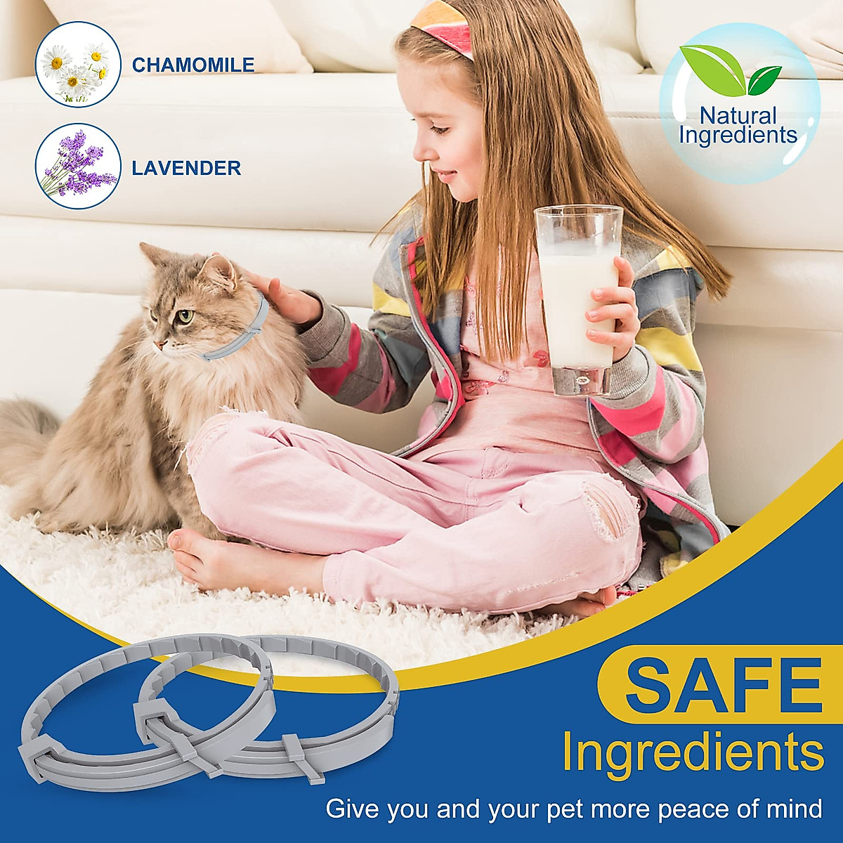 Calming Collar for Cats Pheromone Calm Collar Long-Lasting 30 Days Efficient Relieve Anxiety Stress Help Relaxing Comfortable Cat Calming Collar for Kittens Adjustable Breakaway Design Gray / 2 Pack