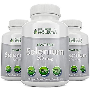 Selenium 200mcg - 365 Vegan Capsules not Tablets - Pure & Yeast Free L-Selenomethionine for Improved Absorption - Thyroid, Heart, and Immune System Support - Antioxidant Trace Mineral - Made in USA