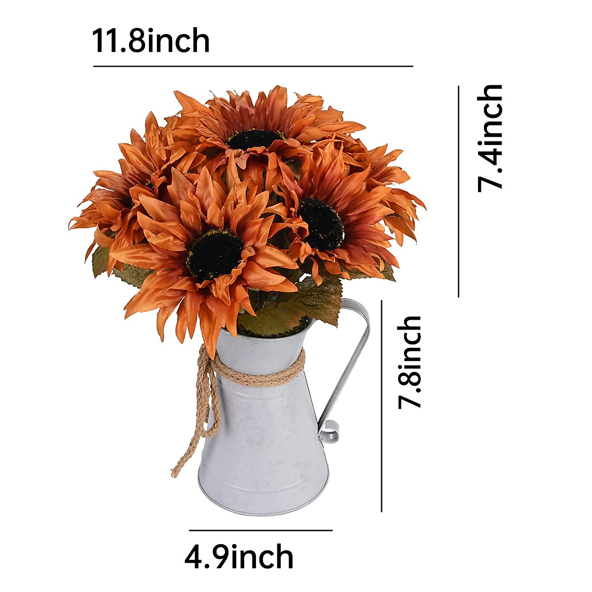DDHS Artificial flower Centerpieces,15inch Fake Sunflower Potted Plants for Home Kitchen Office centerpiece, Fake Flower centerpiece Coffee Table with Metal Pots, Thanksgiving Table Centerpieces Decor