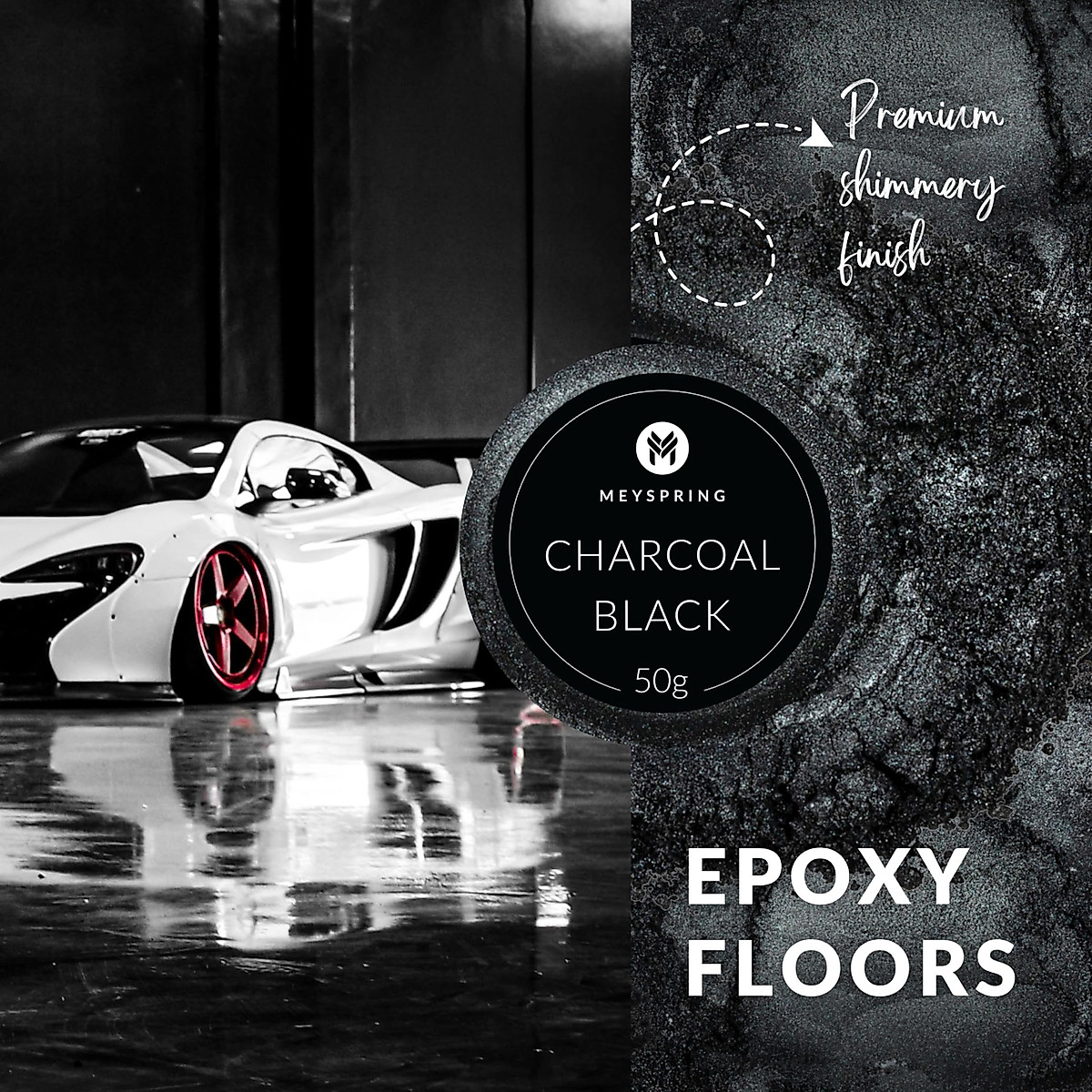 MEYSPRING Charcoal Black Epoxy Resin Color Pigment - 50 Grams - Great for Resin Art, Epoxy Resin, and UV Resin - Mica Powder for Epoxy Resin