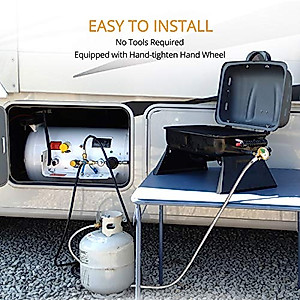 GASLAND 6FT Propane Hose with Gauge, 1lb to 20lb Propane Adapter with Stainless Braided Hose to QCC1/Type1 Tank, Compatible with Camping Stove, Gas Grill and More 1lb Portable Appliance, CSA Certified