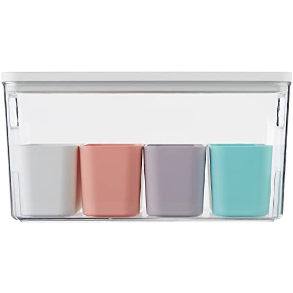 Rosanna Pansino x iDesign Recycled Plastic Kitchen Storage Bins, Includes 1 Large Bin with Lid and 4 Small Bins, Multicolored Bins/Marshmallow Lid, 6” x 12” x 6”