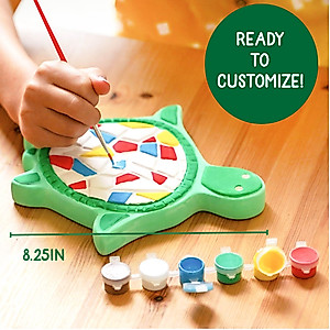 Creative Roots Mosaic Turtle DIY Stepping Stone Kit, Includes Ceramic Stone & 6 Vibrant Paints for Kids Ages 8+