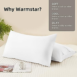 Warmstar 600 Thread Count Cooling Pillow Cases Standard Size Set of 2,Rayon Derived from Bamboo Cooling Pillow Cases for Hot Sleepers,Soft Silky Breathable Envelope Pillowcases,White,20x26 Inches