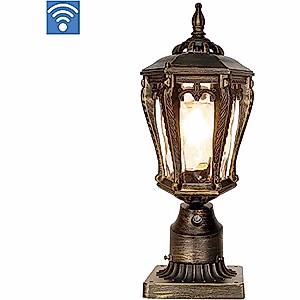 Outdoor Lamp Post Light Fixture with Pier Mount Base,Modern Post Lantern Light Dusk to Dawn Pole Lights Outdoor for Patio,Garden,Backyard,Pathway,Water Ripple Glass,7"W x 17.7"H Waterpoof NO BULB