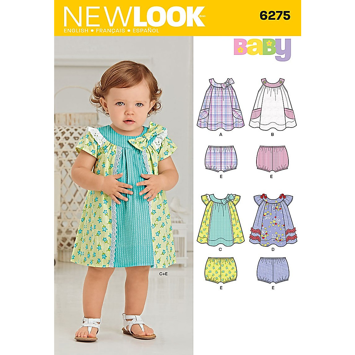 Simplicity Creative Patterns New Look 6275 Babies' Dress and Panties, A (NB-Small-Medium-Large)