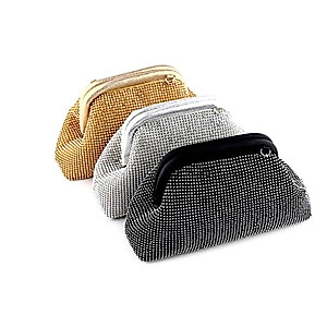 WETYG Rhinestones Soft Evening Bags Diamonds Hobos Day Clutch with Chain Shoulder Wedding Purse Bags (Color : E, Size