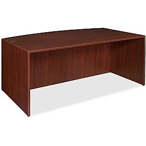 Lorell Bow Front Desk Shell, 72 by 36 by 29-1/2-Inch, Mahogany