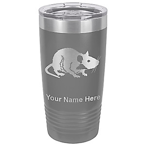 LaserGram 20oz Vacuum Insulated Tumbler Mug, Rat, Personalized Engraving Included (Gray)