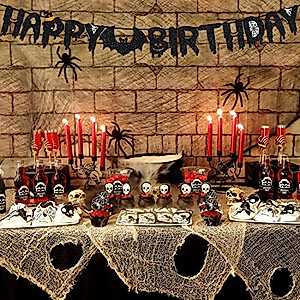 Happy Birthday Banner for Halloween Themed Birthday Party Decor -Black Glitter Happy Birthday Banner Sign for Kids Adult Birthday Party Decorations Supplies