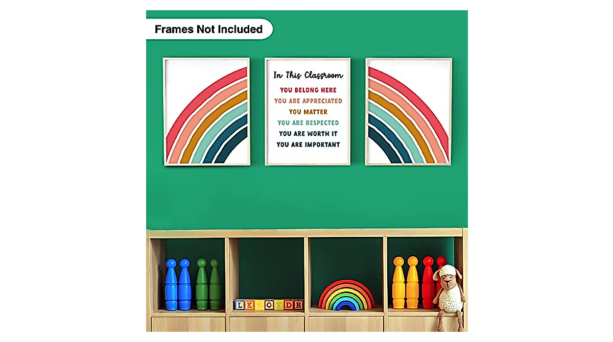 Inspirational Classroom Wall Art - 3-Piece Rainbow Set | Motivational Decor
