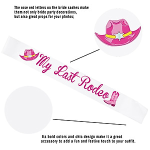 Hot Pink My Last Rodeo Sash, White Funny Bride to be Sash for Let’s Go Girls Western Cowgirl Bridal Shower Bachelorette Party Decorations Accessory Favors, Nashville Bride Sash(White+Hot Pink)
