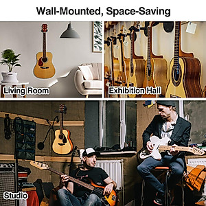MoKo Guitar Wall Mount Hanger 3-Pack, Guitar Hanger Wall Hook Holder Stand for Bass Electric Acoustic Guitar Ukulele Guitar Wall Hanger Bracket Guitar Hanger for Studio Room - Black