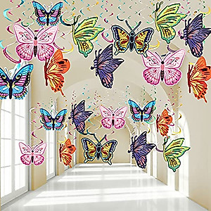 36 Pieces Spring Butterfly Hanging Swirl Decoration Summer Spring Party Hanging Streamer Butterfly Swirl Butterfly Hanging Ceiling Swirl for Home Baby Shower Wedding Birthday Wedding Garden Tea Party