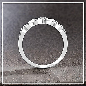 Dazzlingrock Collection Lab Grown Round White Diamond Twist Wedding Band Ring for Women (0.09 Ctw) in 14K White Gold, Size 7