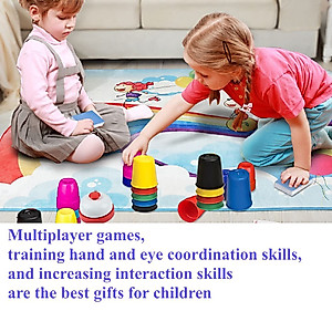 LANDOR Quick Cups, Quick Cups Games for Kids,Classic Stacking Cup Game for Kids Flying Stack Cup Parent-Child Interactive Game with 24 Picture Cards, 30 Cups