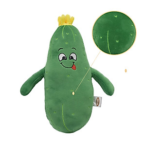 BABOLI Adorable Pickle Stuffed Animal Cucumber Plush Plant with Smile Face and Yellow Corolla Pretty Cute Plushie Toy Gift for Any Pickle Lover 12 Inches (Naughty-L)