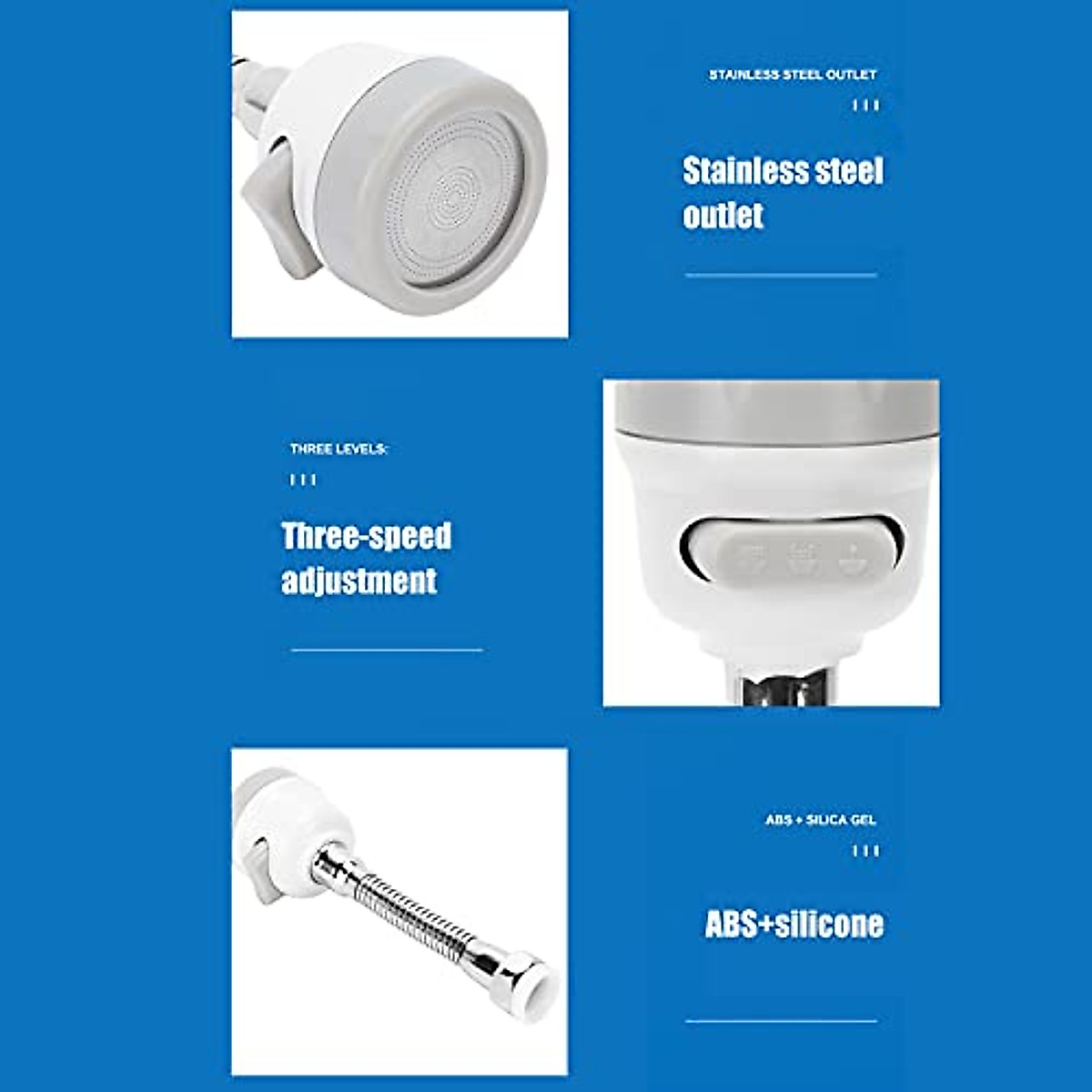 Walfront Kitchen Faucet, 360° Rotatable Faucet Sprayer Head, Kitchen Sink Faucet with 3 Modes Adjustment for Kitchen Bathroom Garden(G1/2), Shower Head