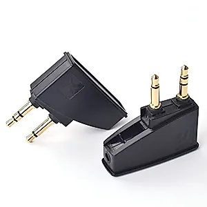 Airline Airplane Flight Headphone Adapter Converter Compatible with Bose QC3 QC15 QC20 QC25 QC35 AE2 AE2W Noise Cancelling Headphones (2pcs)