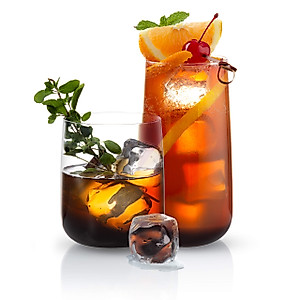 JoyJolt Black Swan Rocks Glass And Highball Glass Collection,Premium Crystal Glassware, Set Of 8