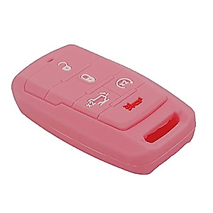 LemSa 2 Pack Keyless Entry Remote Car Smart Key Fob Outer Shell Cover Soft Rubber Protective Case for 2021 2020 2019 Dodge Ram 1500 68291690, Black Pink